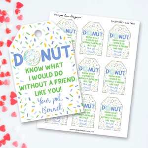 Donut Valentine's Day Tag, Donut Valentine's Tag, Donut Valentines ...