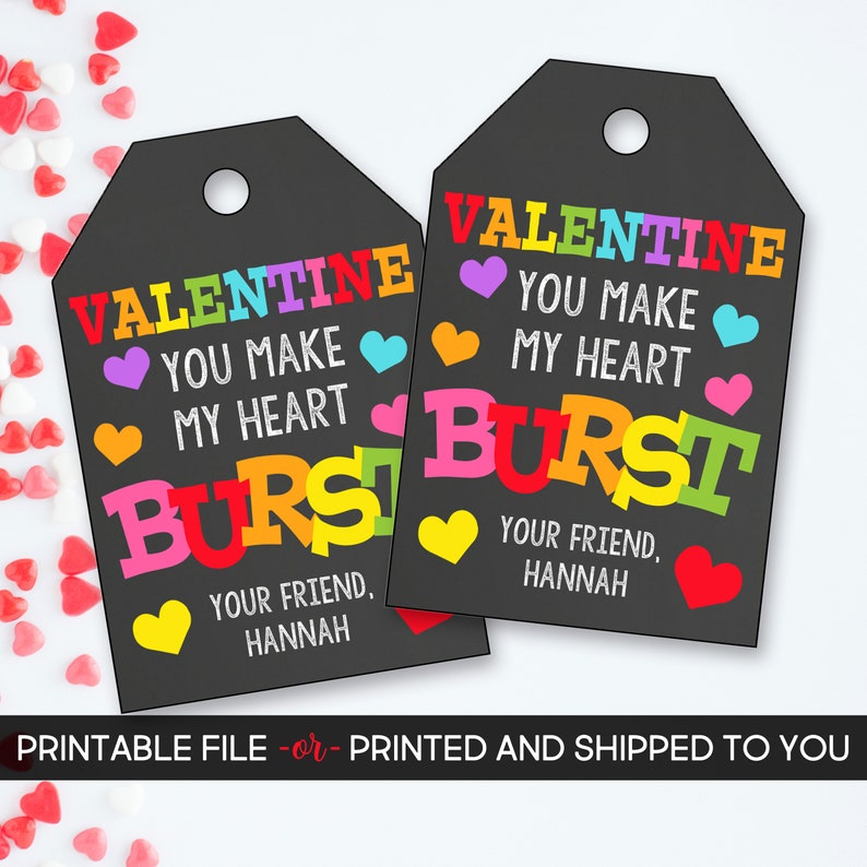 Colorful Valentine's Day Tag, Heart Burst Valentine Tag, Rainbow ...