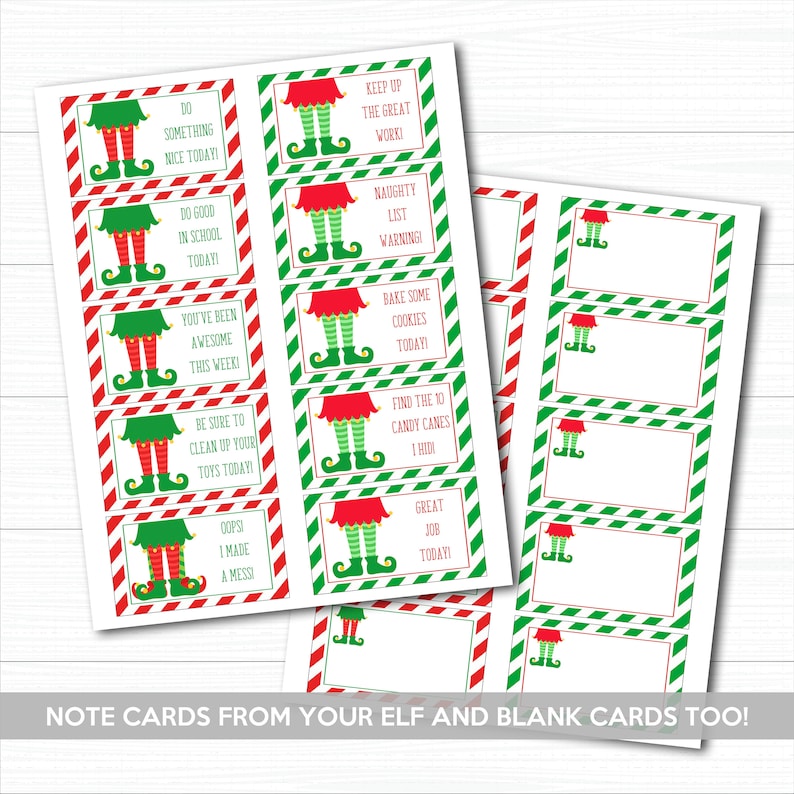 PRINTABLE Elf Note Cards Elf Activity Cards Elf Good Deed | Etsy