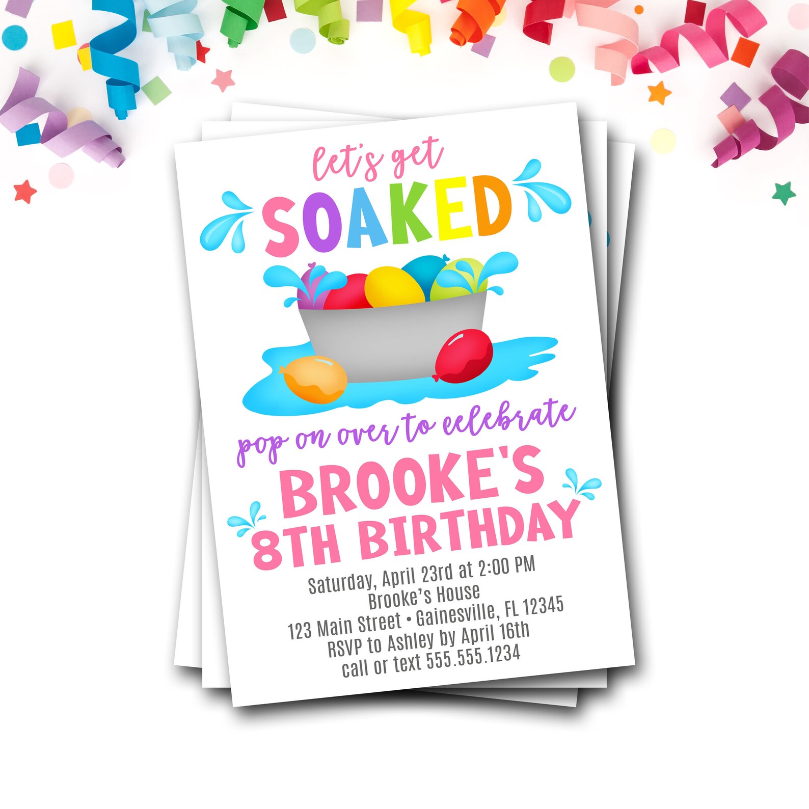 Water Balloon Birthday Party Invitation Water Balloon Party | Etsy