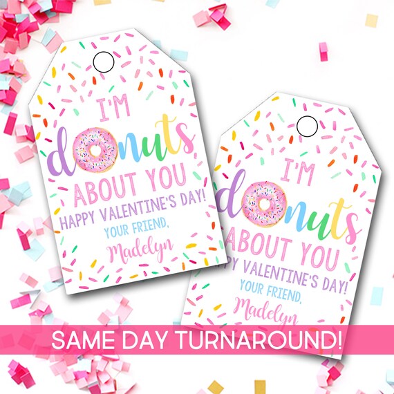 Donut Valentine's Day Tag Donut Valentine's Tag | Etsy