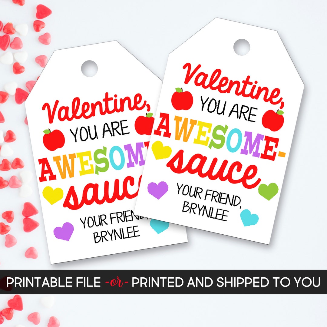 Awesome-sauce Valentine's Day Tag, Apple Valentine's Tag, Colorful ...