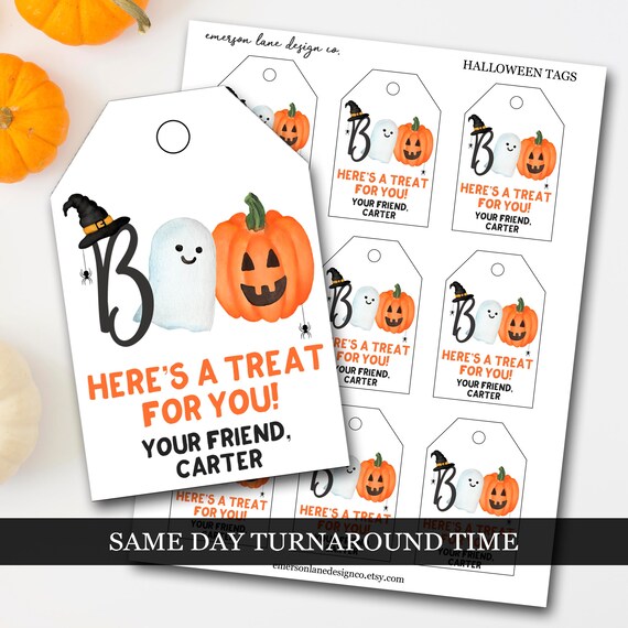 Halloween Tags Halloween Treat Tags Ghost Halloween Tags | Etsy