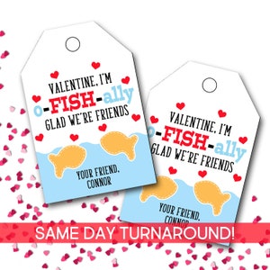Fish Valentine's Day Tag Goldfish Valentine's Tag | Etsy