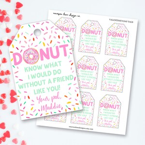 Donut Valentine's Day Tag, Donut Valentine's Tag, Donut Valentines ...