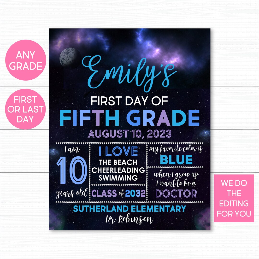 Galaxy First Day of School Sign: Outer Space Printable (digital ...