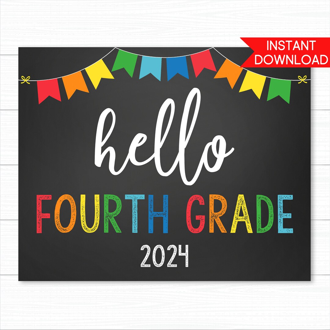 First Day of School Sign, First Day of Fourth Grade, Rainbow, First Day ...