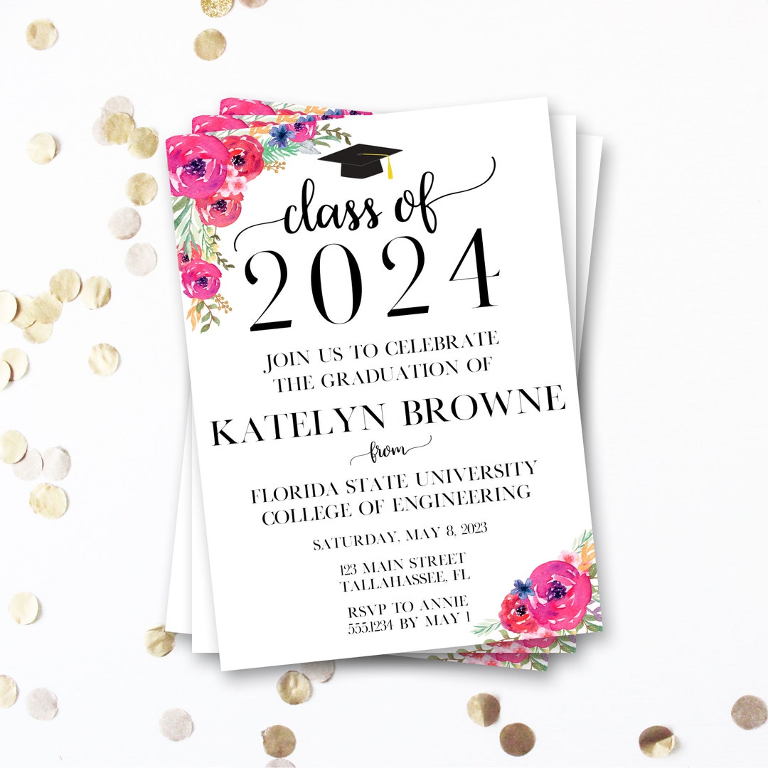 Graduation Invitation, College Graduation Invitation, High School ...