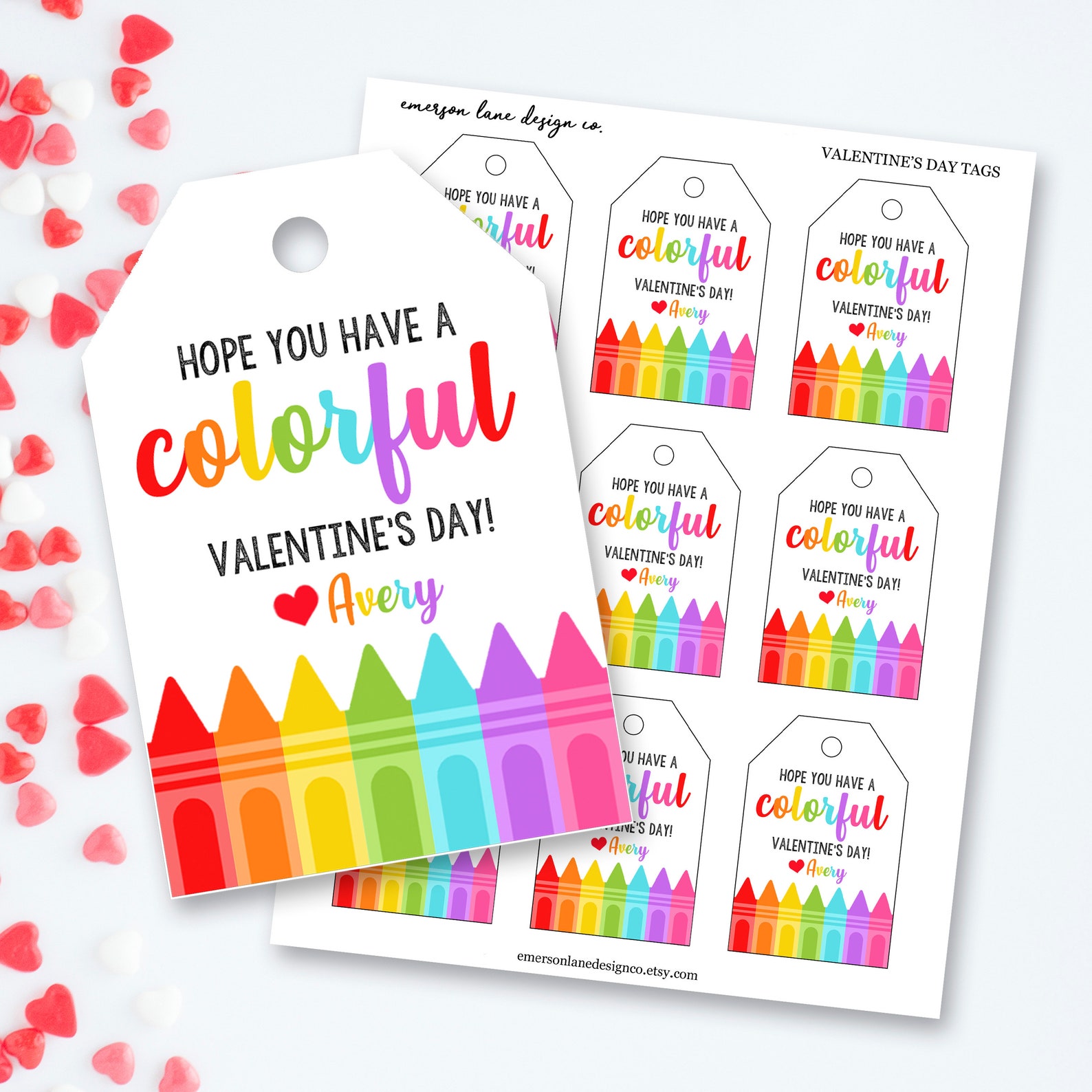Crayon Valentine's Day Tag Crayon Valentine's Tag - Etsy