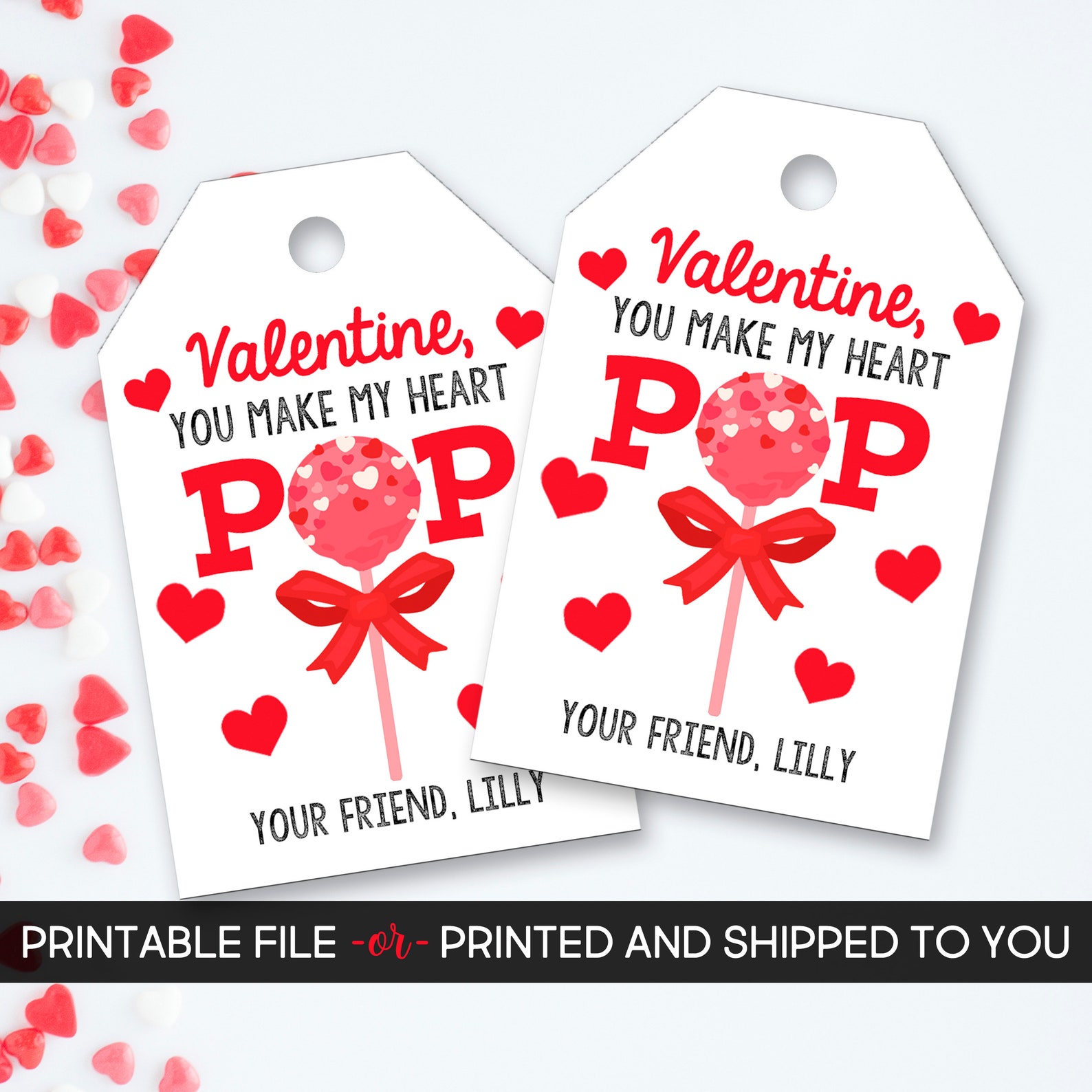 Valentine's Day Tag, Cake Pop Valentines Tag, Cake Pop Tag, Valentine ...