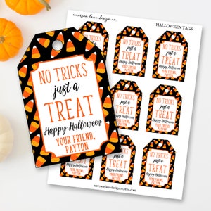 Halloween Tags, Halloween Treat Tags, Candy Corn Halloween Tags, Trick ...