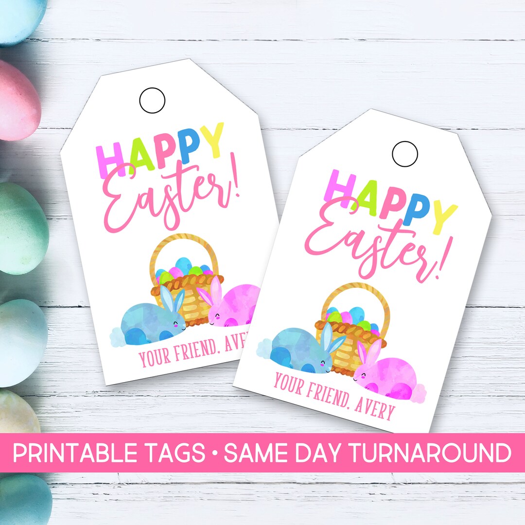 Easter Tags, Printable Easter Tags, Bunny Easter Tags, Easter Treat ...