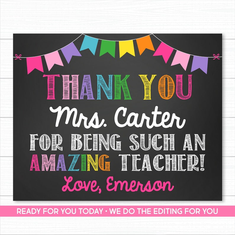 Teacher Appreciation Sign Personalized Teacher Appreciation | Etsy
