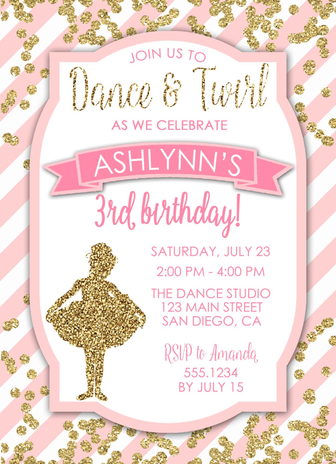 Ballet Birthday Invitation Ballerina Birthday Invitation - Etsy