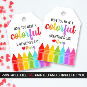 Crayon Valentine's Day Tag, Crayon Valentine's Tag, Colorful Valentine ...