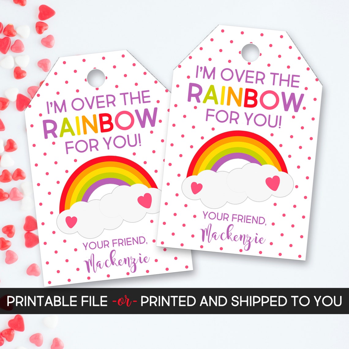 Rainbow Valentine's Day Tag, Rainbow Valentine's Tag, Rainbow Tag ...