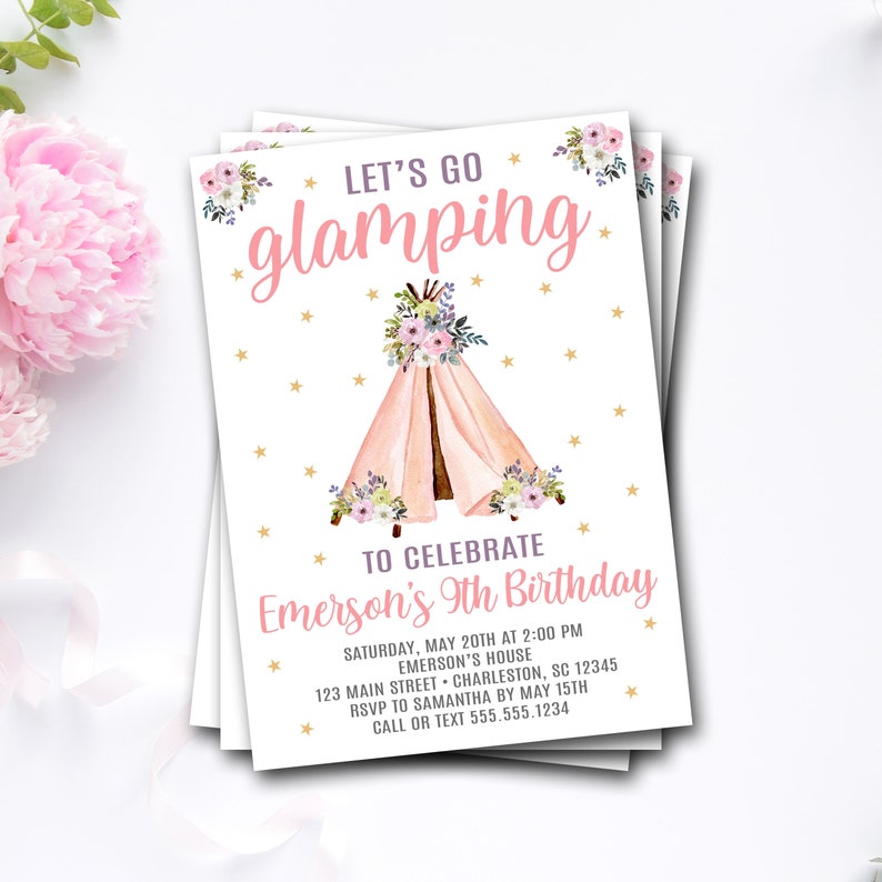 Glamping Birthday Invitation Glamping Invitation Glamping | Etsy