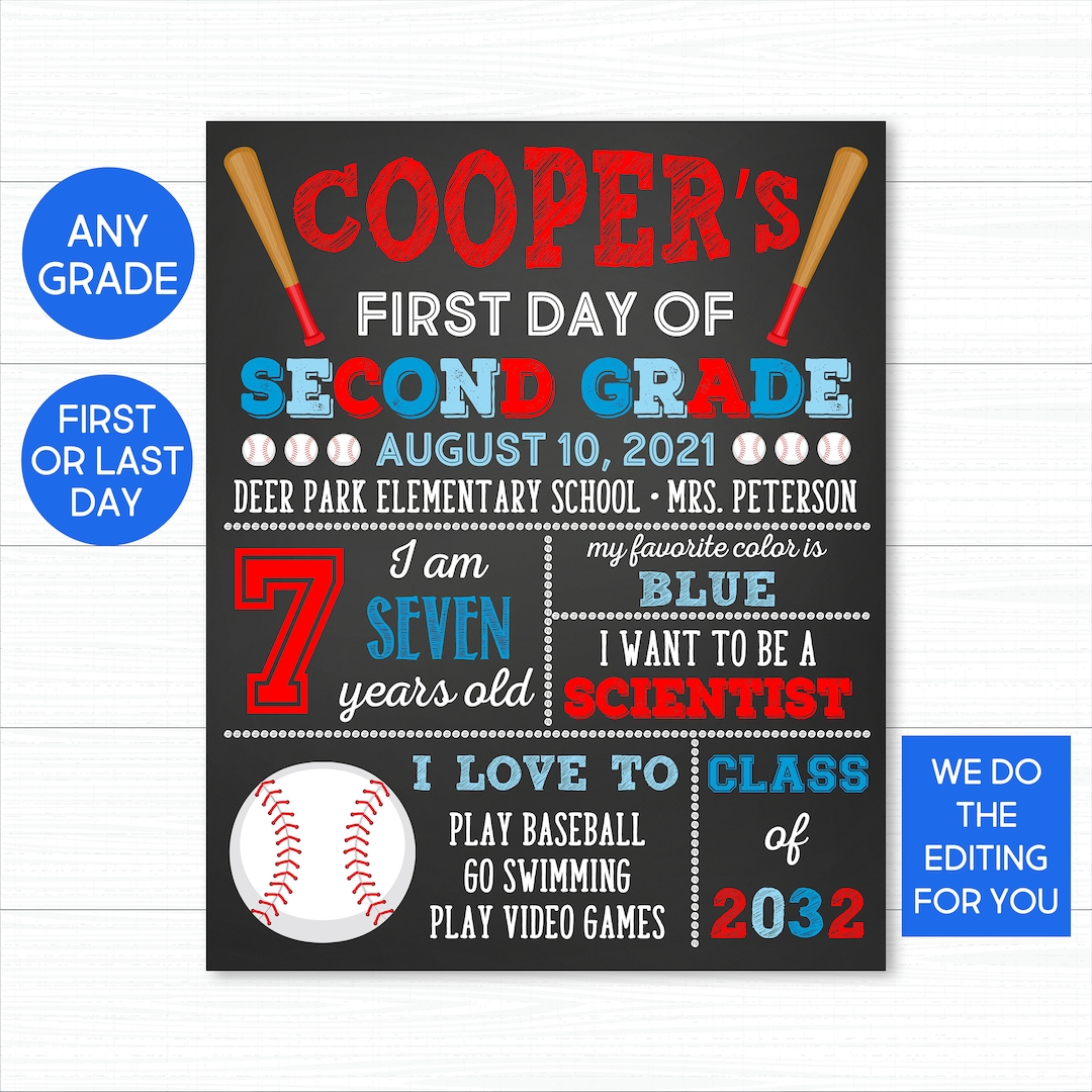 Baseball First Day of School Sign, Back to School Sign, First Day of ...