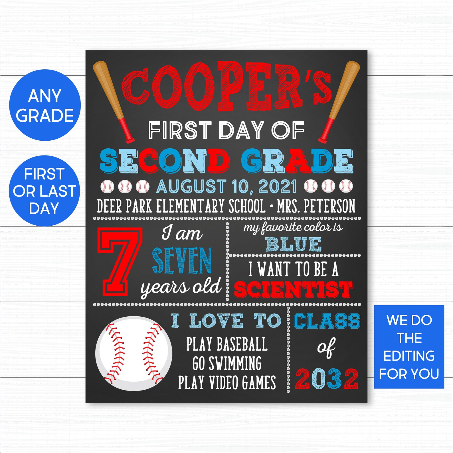 Baseball First Day of School Sign Back to School Sign First | Etsy