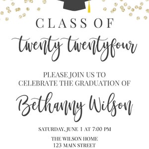 Graduation Invitation, Class of 2024, Graduation Announcement ...