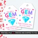 Gem Valentine's Day Tag, Gem Valentine's Tag, Gem of a Friend, Gem Tags ...
