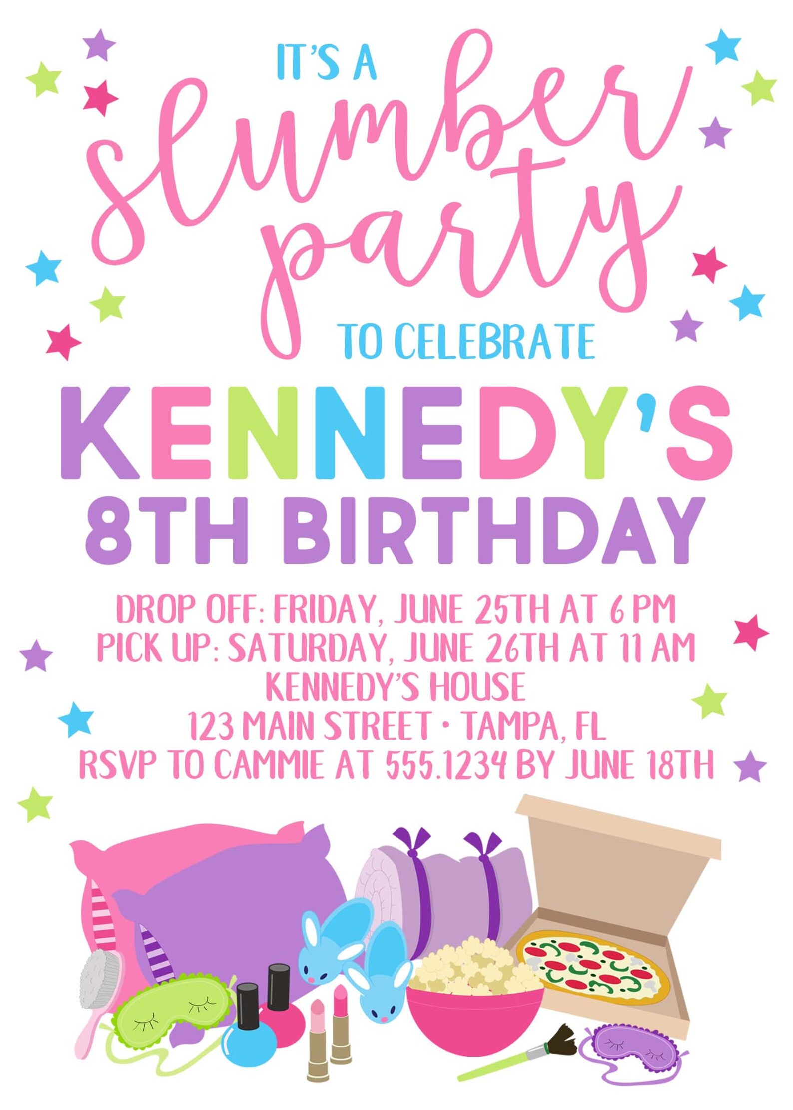 Slumber Party Birthday Invitation, Slumber Party Birthday, Sleepover ...