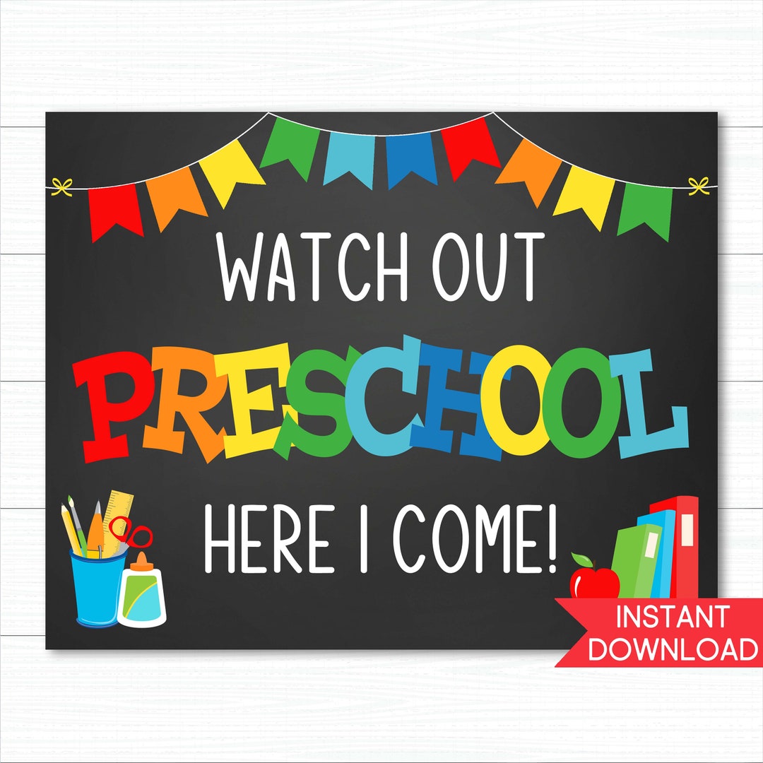Watch Out Pre-k Sign: First Day of School Printable (digital Download ...
