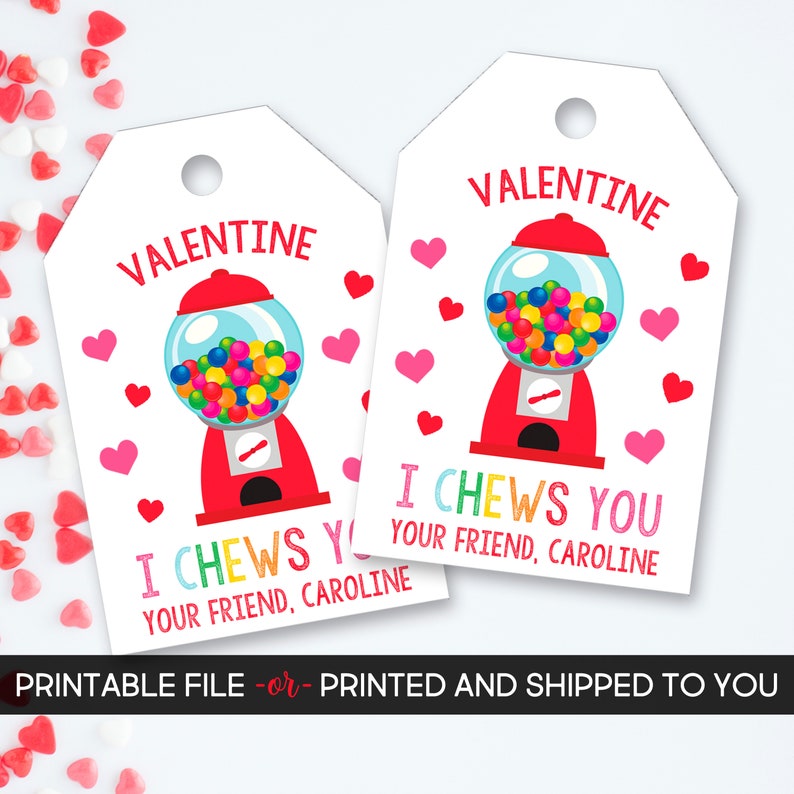 Gumball Valentine's Day Tag, Candy Valentine's Tag, Gumball Tags, I ...