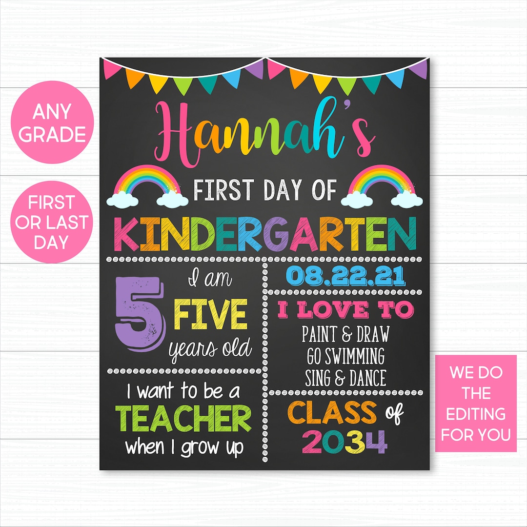 First Day of School Sign, Rainbow First Day of School Sign, First Day ...