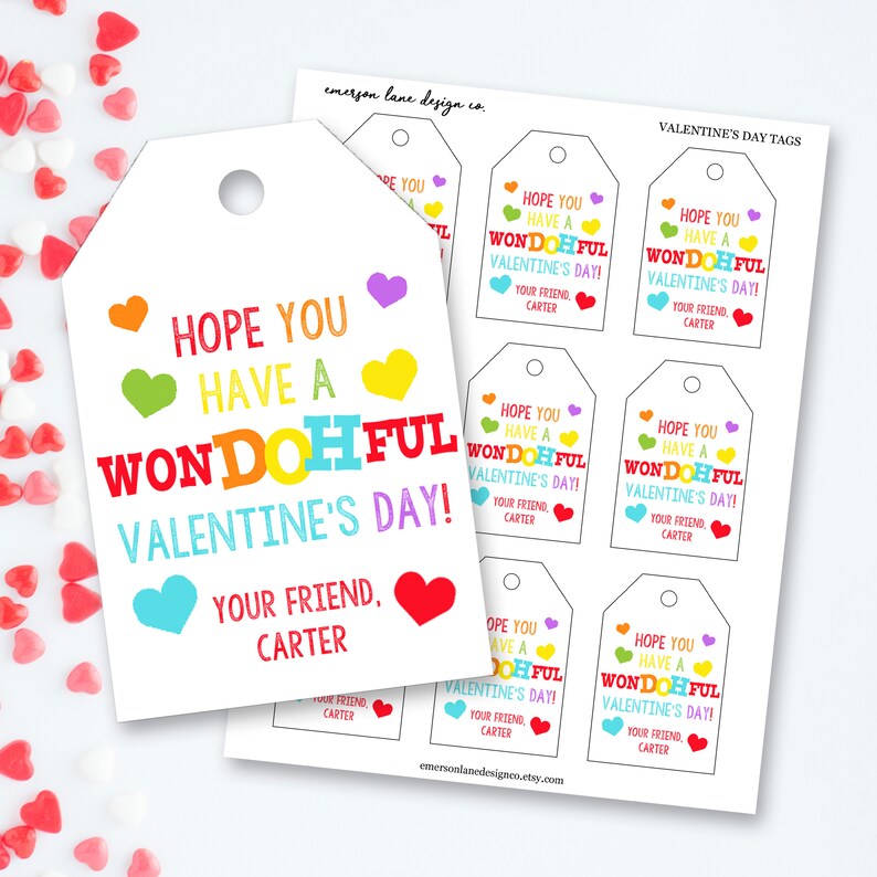Valentine's Day Tag Wondohful Playdough Valentine's - Etsy