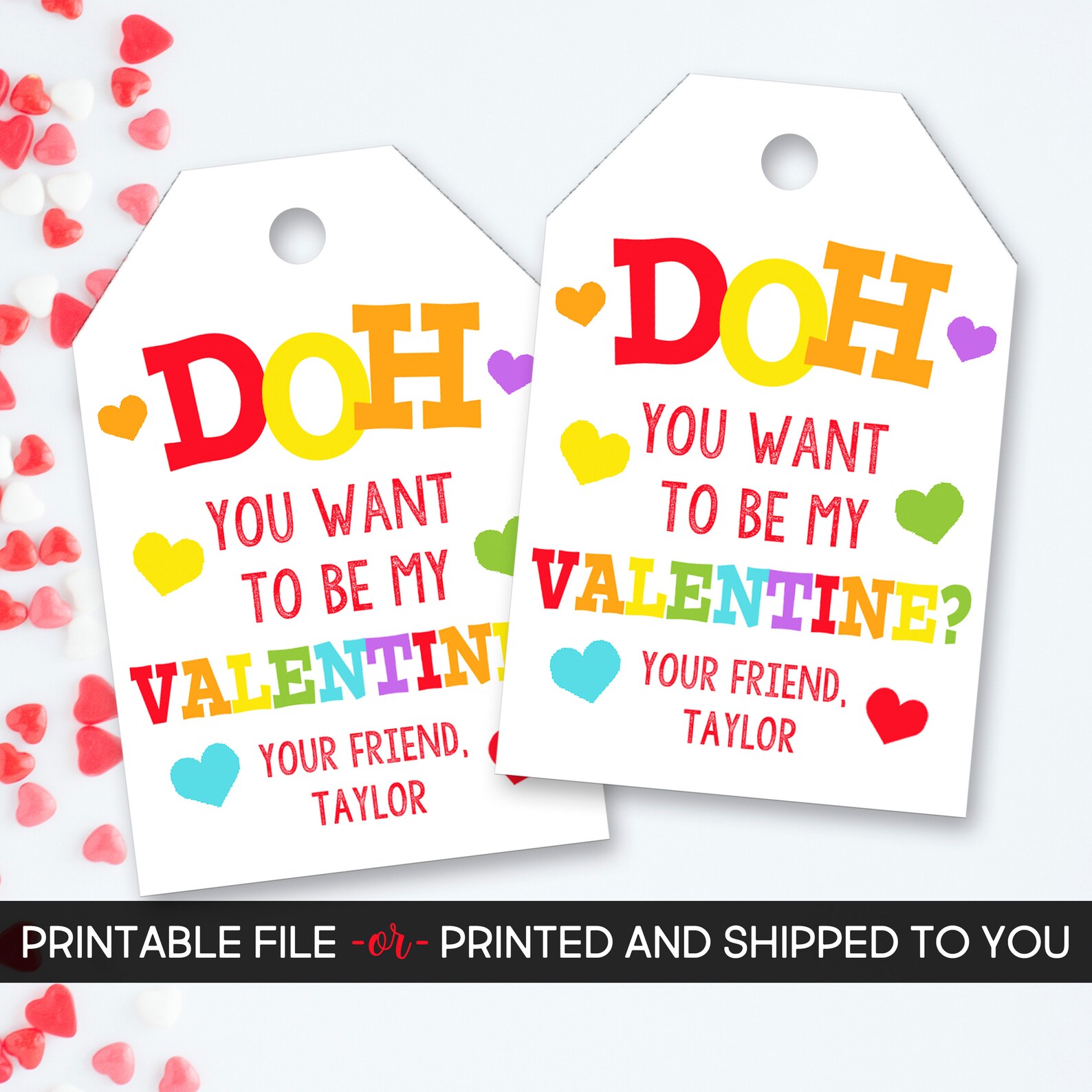 Valentine's Day Tag Playdough Valentine's Tag - Etsy