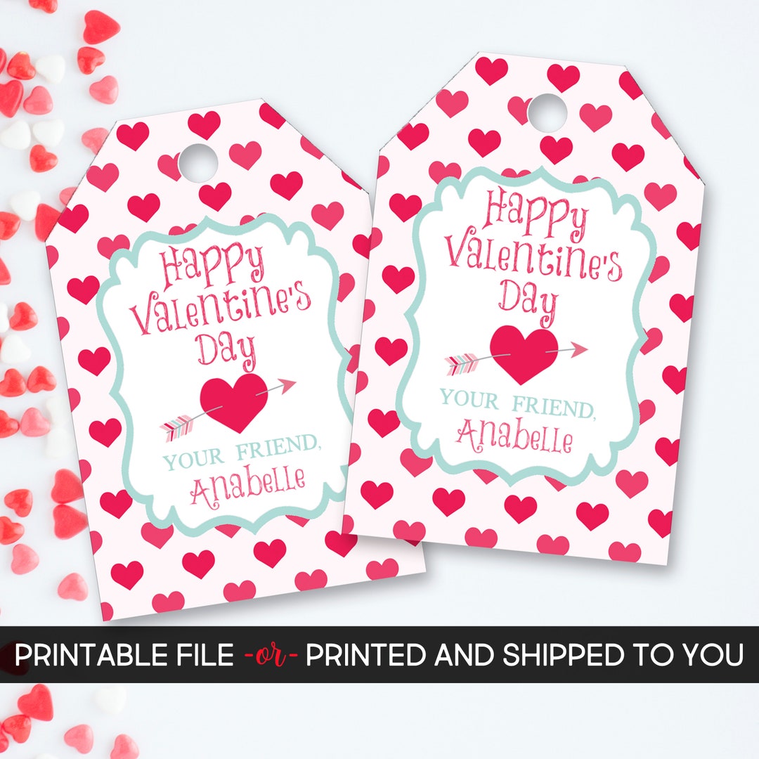 Valentine's Day Tag, Girl Valentine's Tag, Hearts Valentine's Tag ...