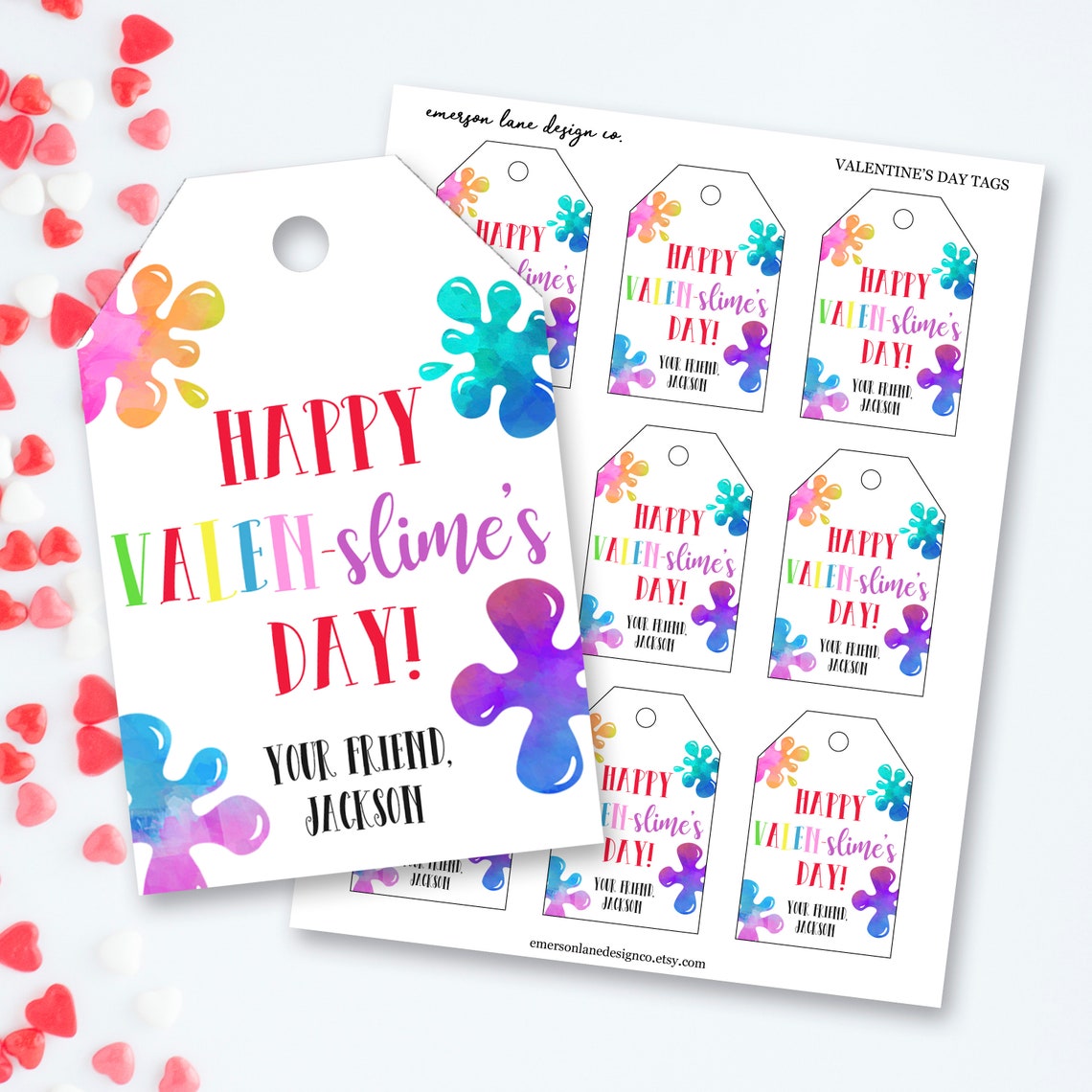 Slime Valentine's Day Tag, Slime Valentine's Tag, Valen-slime, Slime ...