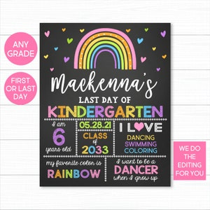 Last Day of School Sign PRINTABLE, Rainbow Last Day of School Sign ...