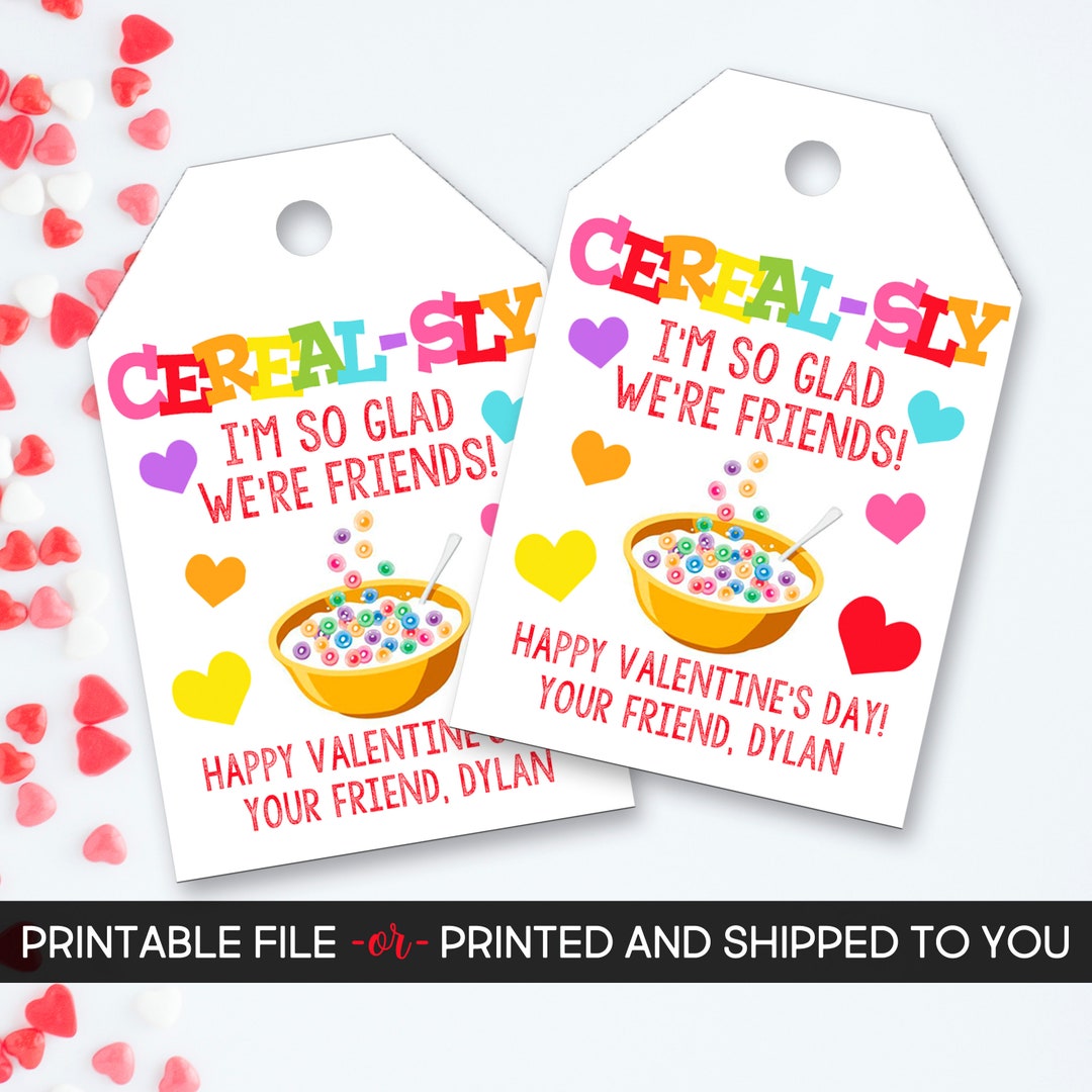 PRINTABLE Valentine's Day Tag, Cereal Valentine's Tag, Cereal-sly ...