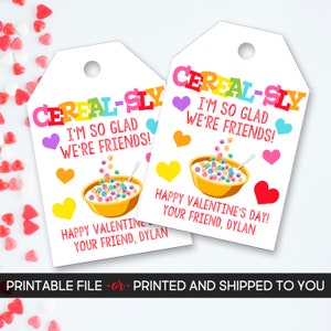 PRINTABLE Valentine's Day Tag, Cereal Valentine's Tag, Cereal-sly ...