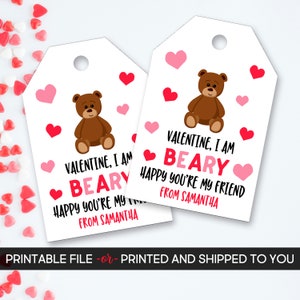 Valentine's Day Tag, Bear Valentine's Tag, I'm Beary Happy, Teddy Bear ...