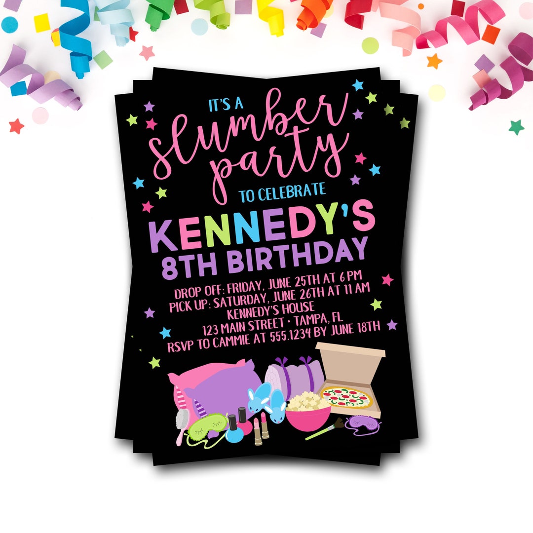 Slumber Party Birthday Invitation: Sleepover, Pajama Party (digital or ...