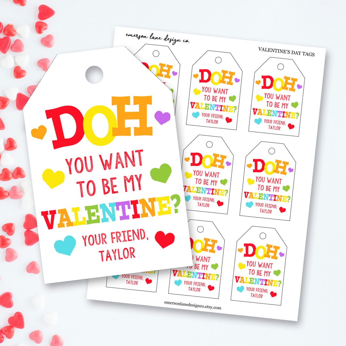 Valentine's Day Tag Playdough Valentine's Tag - Etsy
