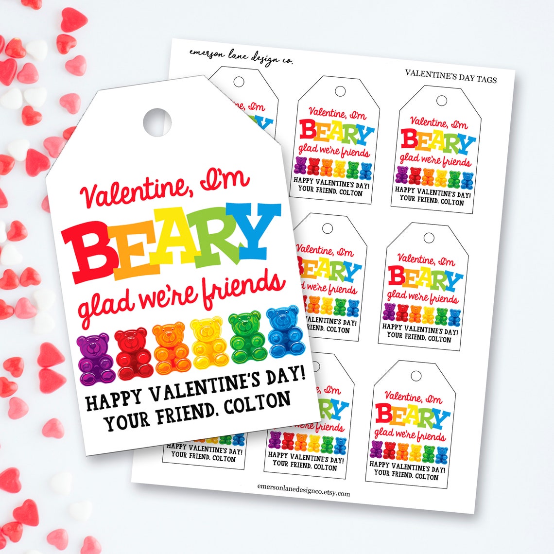 Valentine's Day Tag, Gummy Bear Valentine's Tag, Bear Valentine Tag ...