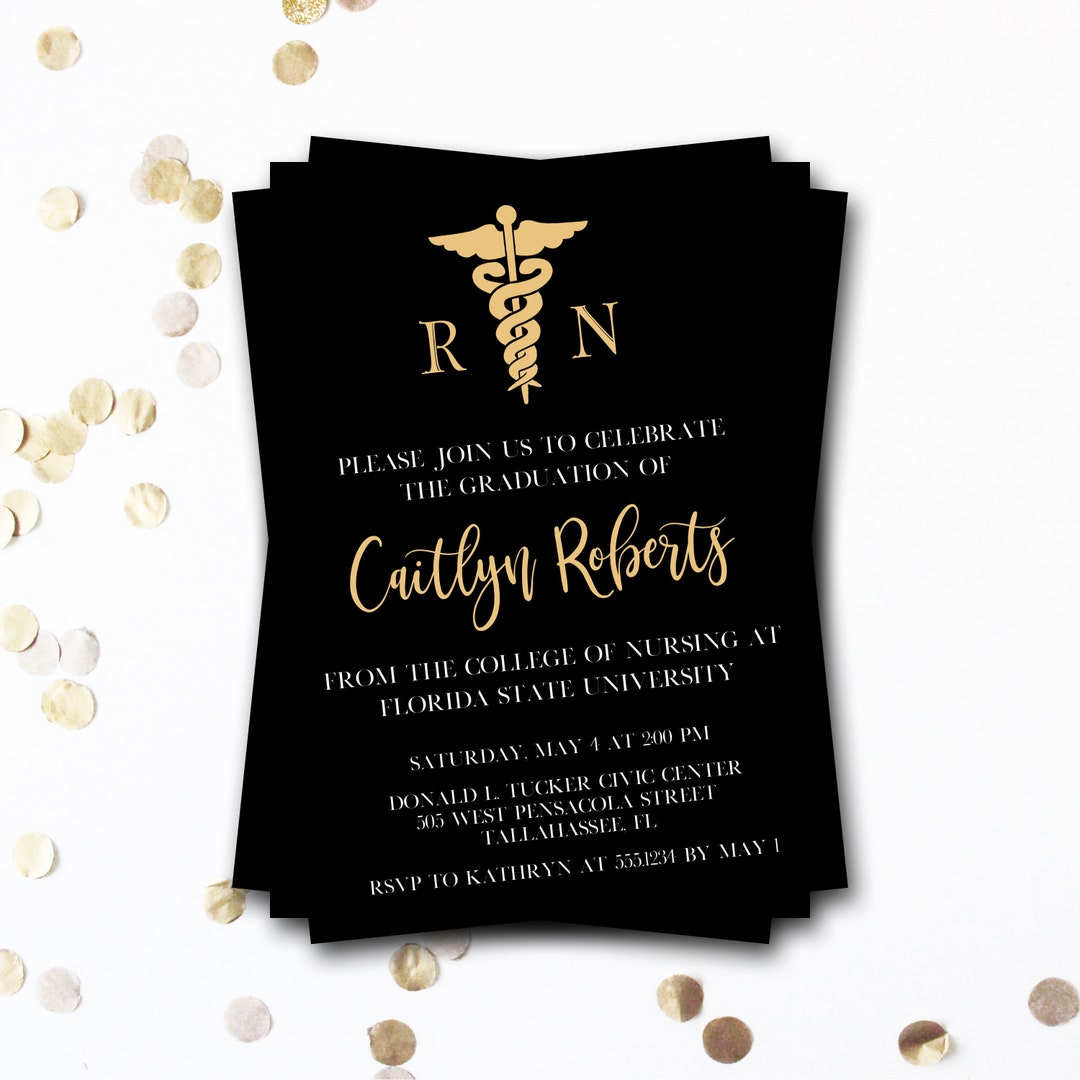 Nursing Graduation Invitation, Nursing School Graduation Invitation, RN ...