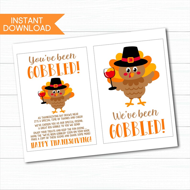PRINTABLE You've Been Gobbled Game Thanksgiving Game - Etsy