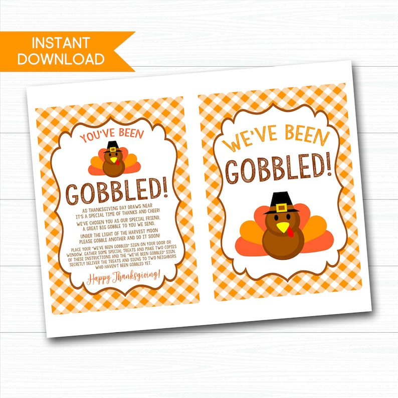 PRINTABLE You've Been Gobbled Game, Thanksgiving Game, You've Been ...