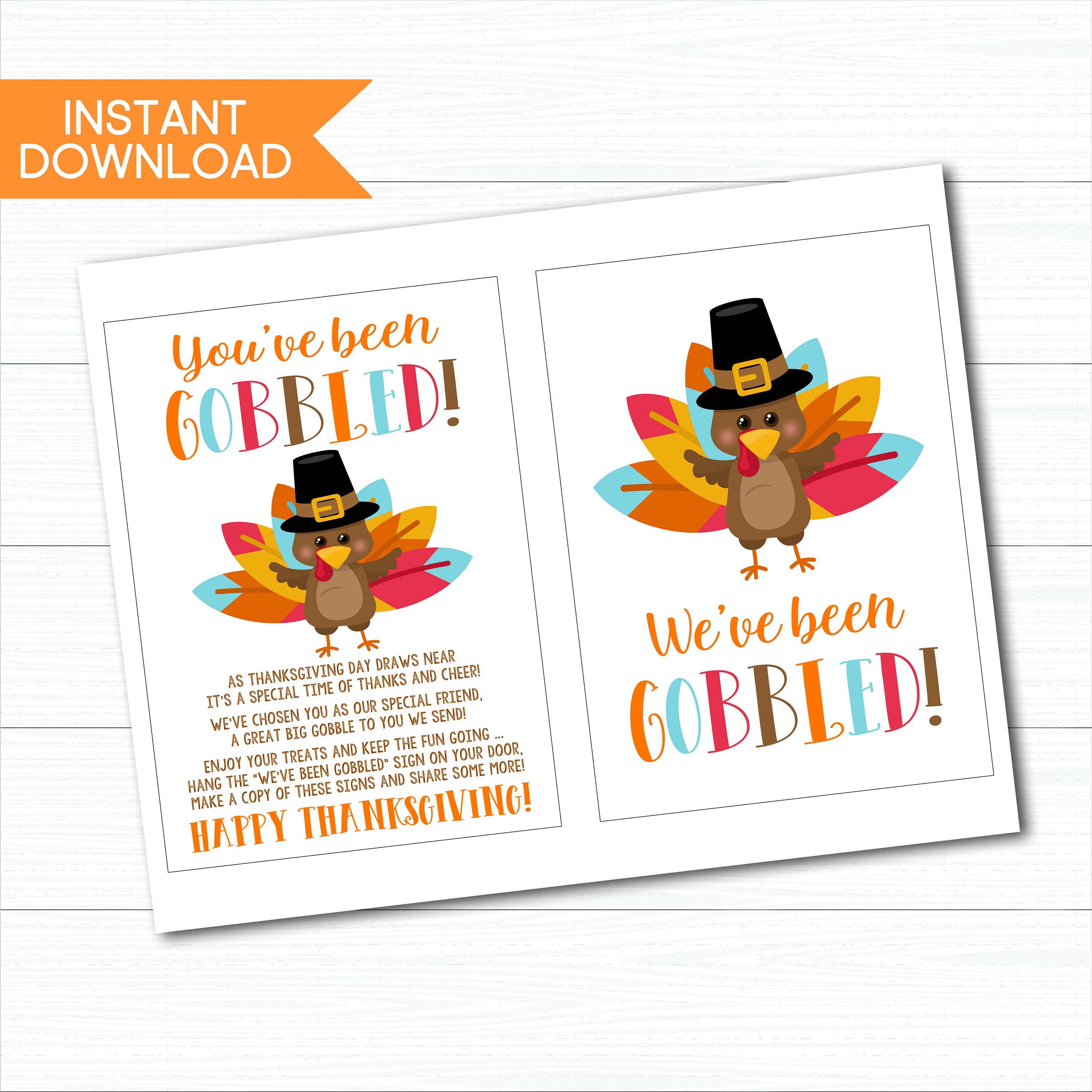 PRINATBLE You've Been Gobbled, Thanksgiving Game, You've Been Gobbled ...