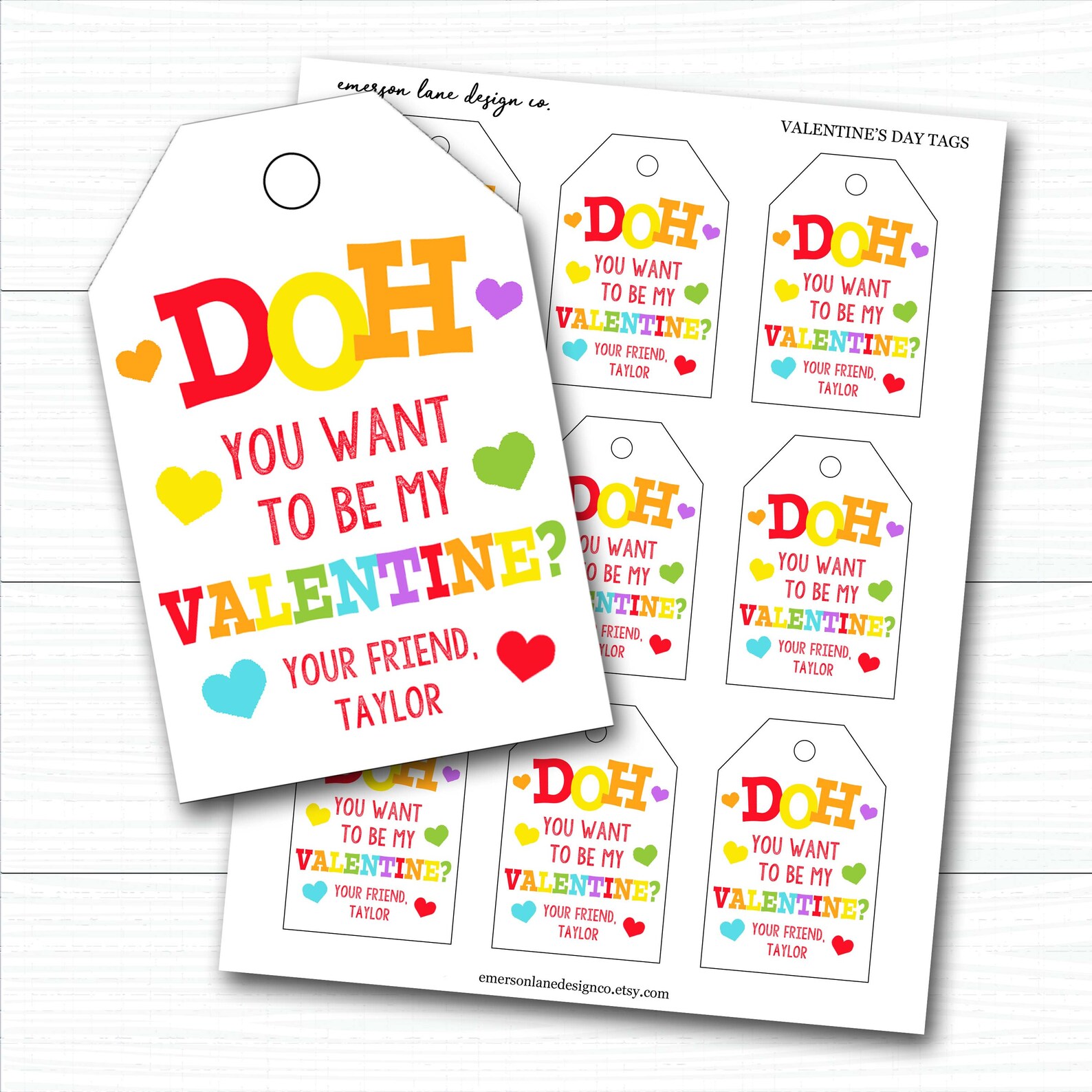 Valentine's Day Tag Playdough Valentine's Tag | Etsy