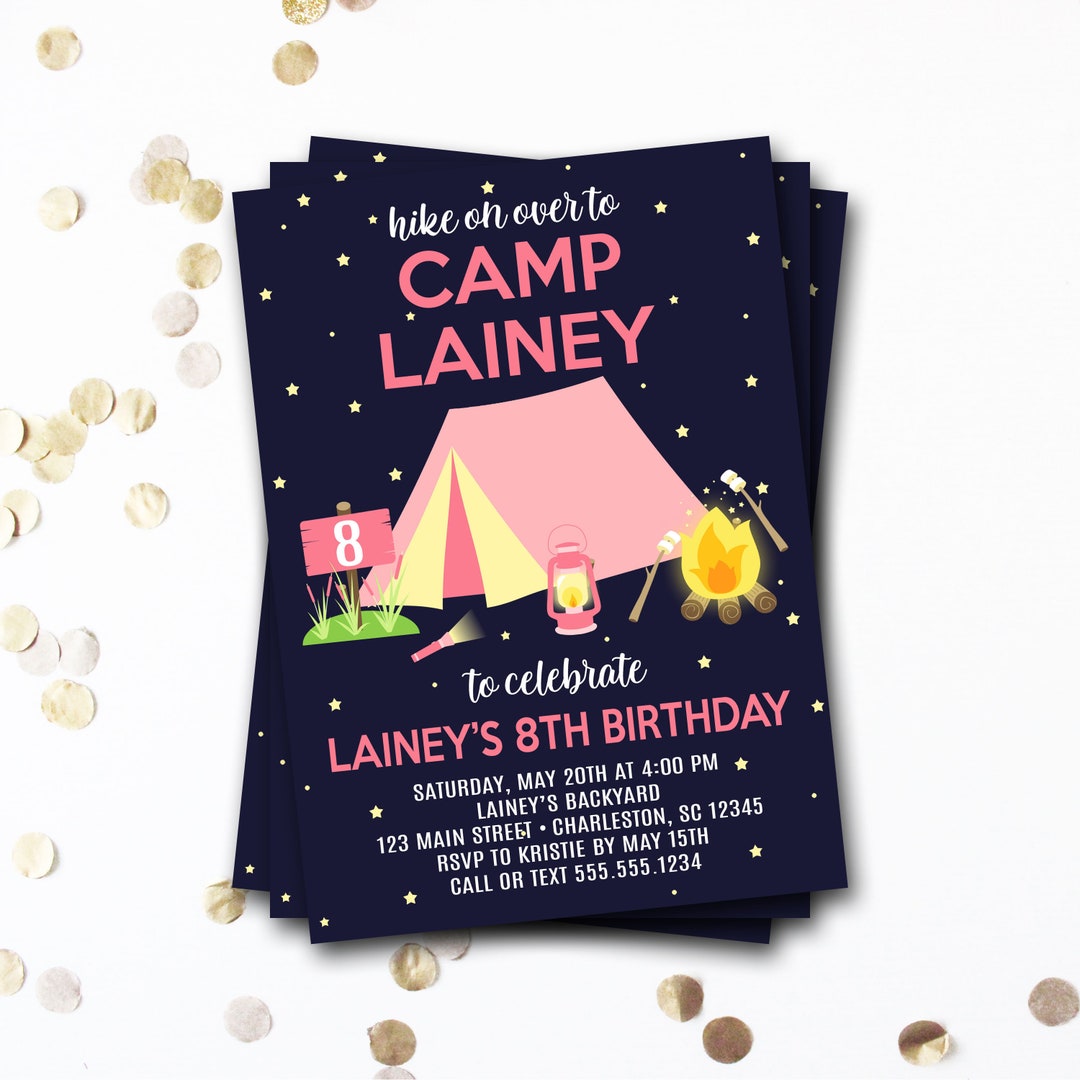 Camping Birthday Invitation, Camping Invitation, Camping Party ...
