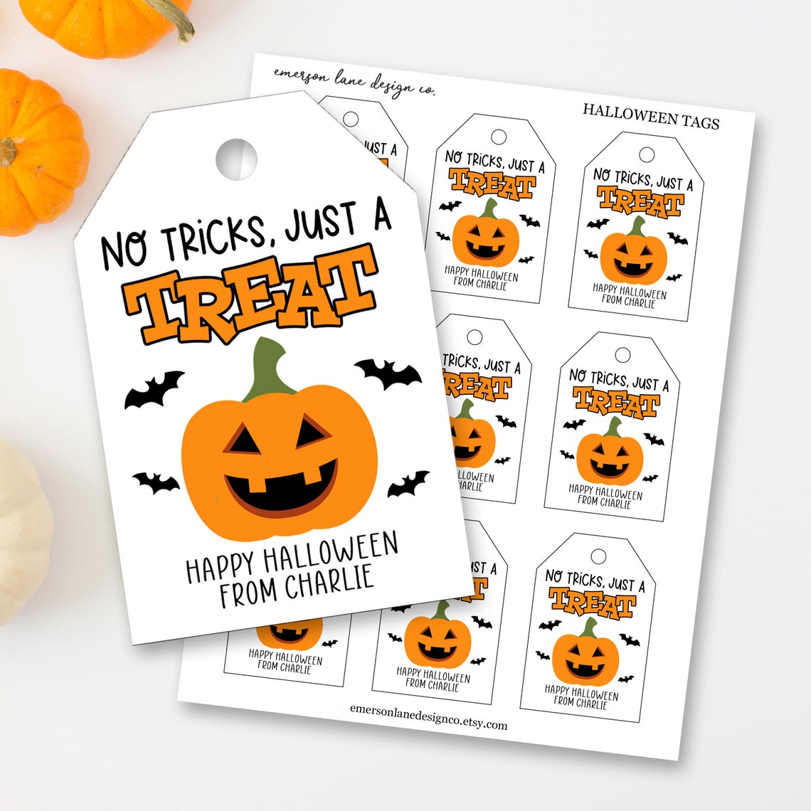 Halloween Tags Halloween Treat Tags Pumpkin Tags Trick or - Etsy