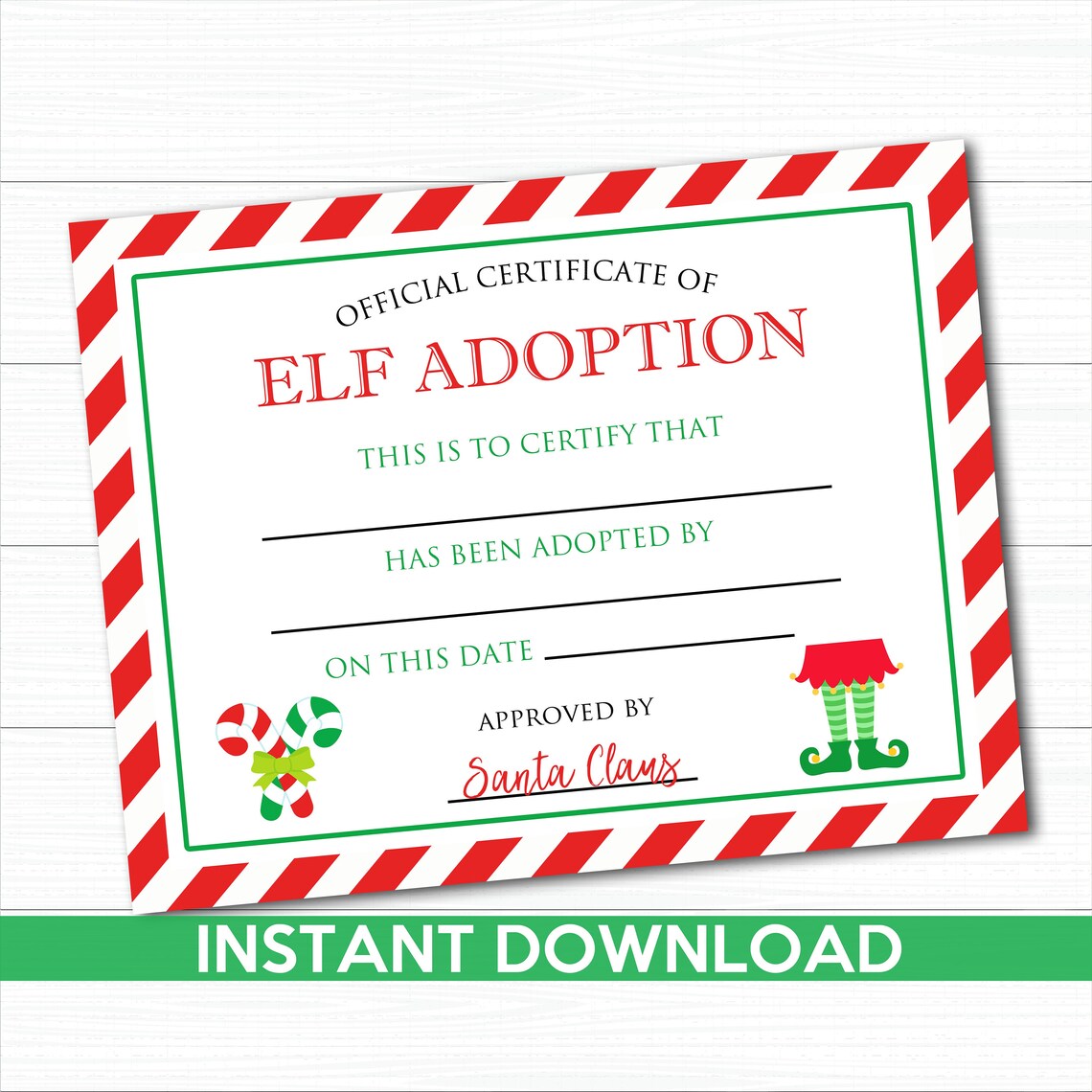 PRINTABLE Elf Adoption Certificate Instant Download Elf - Etsy