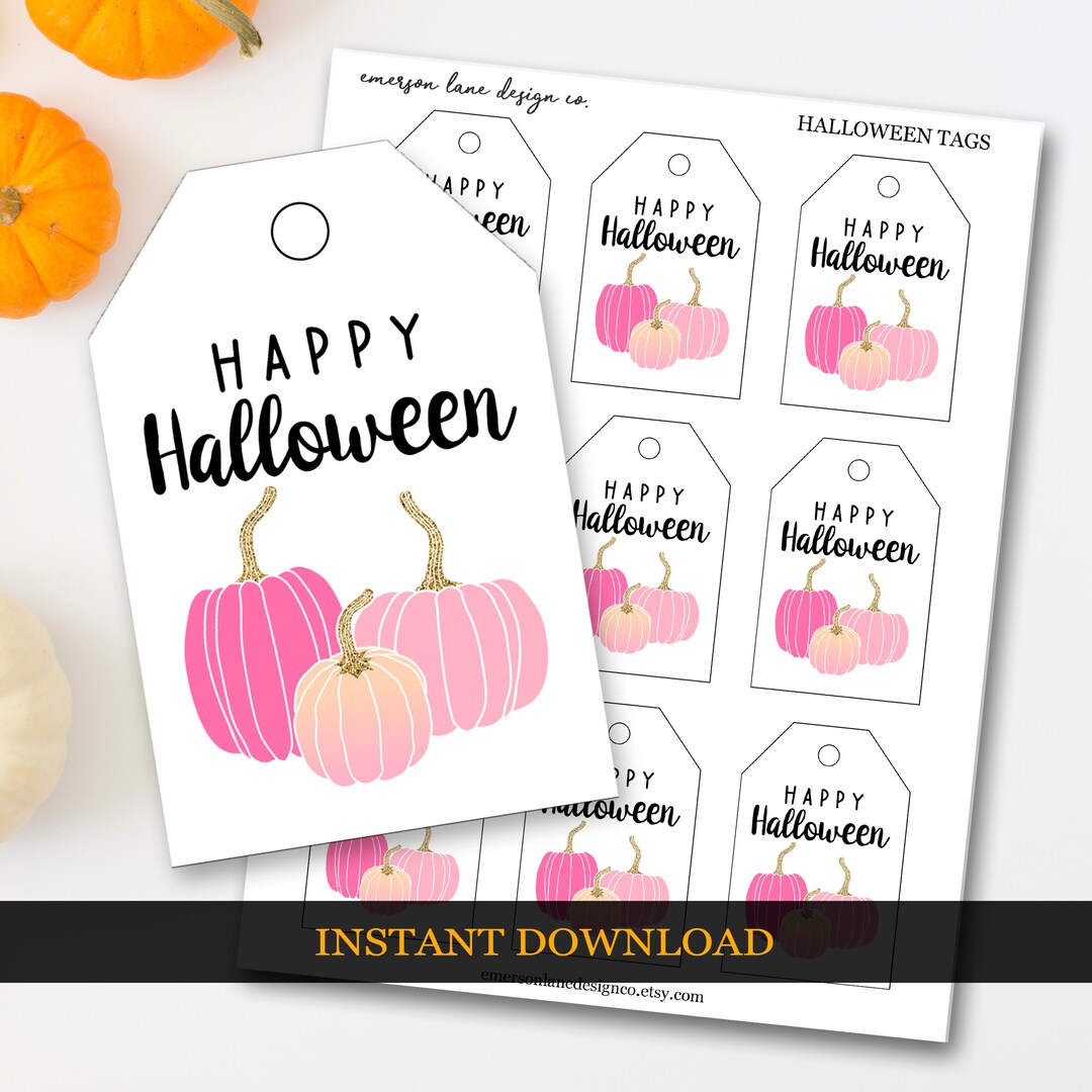 Halloween Tags Halloween Treat Tags Pumpkin Halloween Tags - Etsy