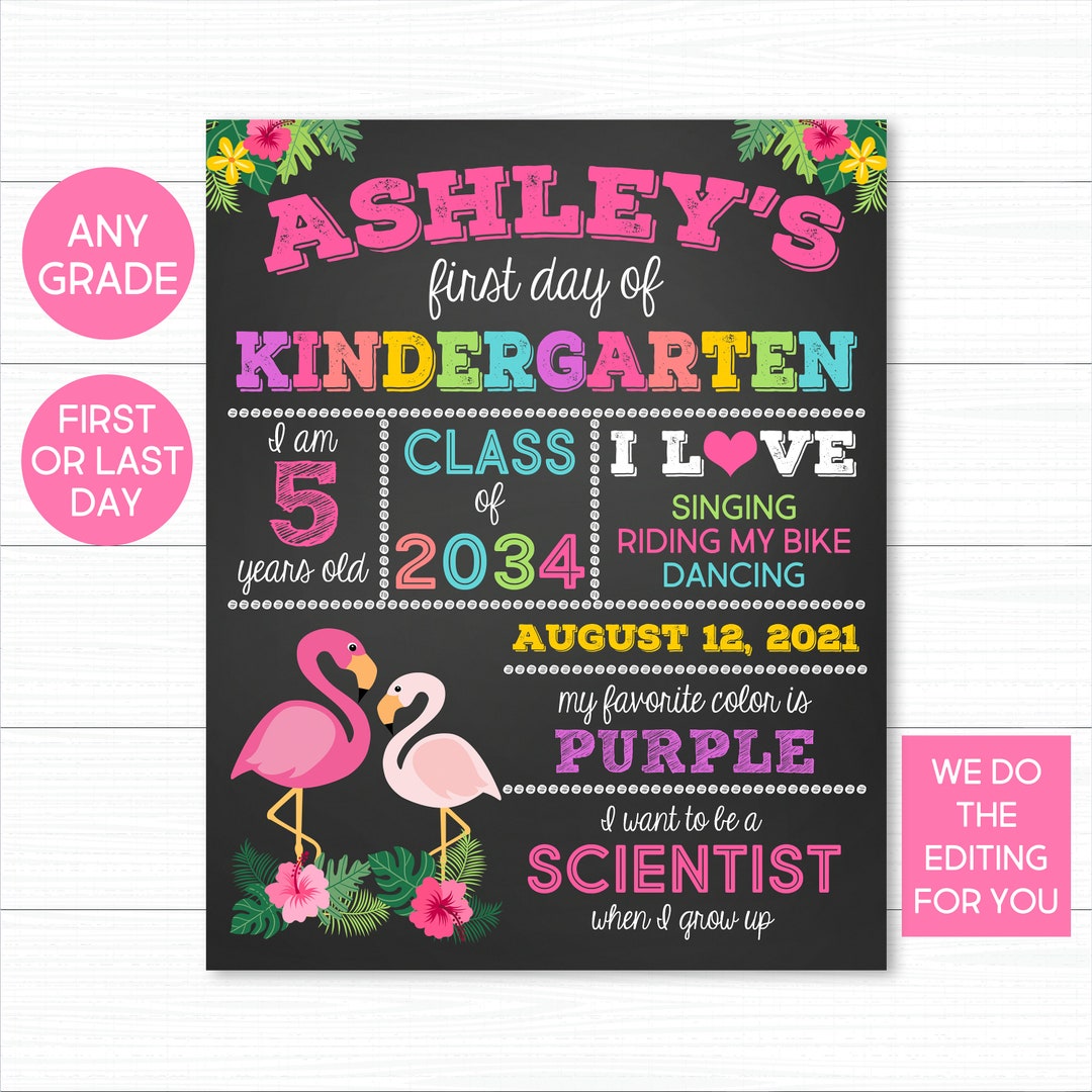 First Day of School Sign, Flamingo First Day of School Sign, Girl First ...